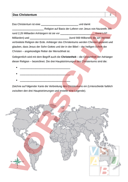 Arbeitsblatt: Christentum - Geschichte - Anderes Thema