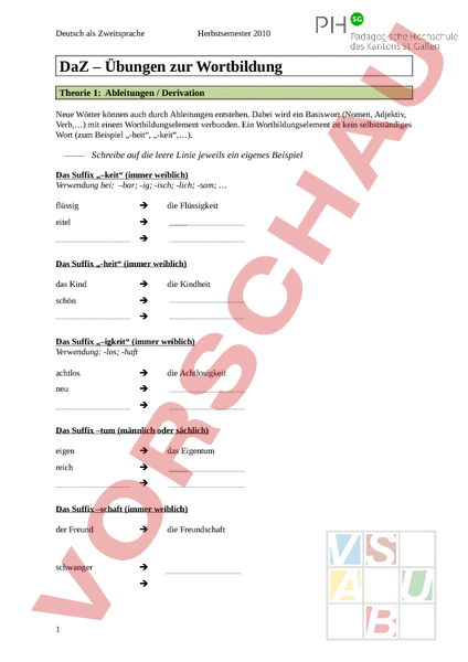 Arbeitsblatt: Deutsch als Zweitsprache - Deutsch - DaZ