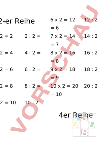 Arbeitsblatt: Reihen2/4/8 - Mathematik - Multiplikation