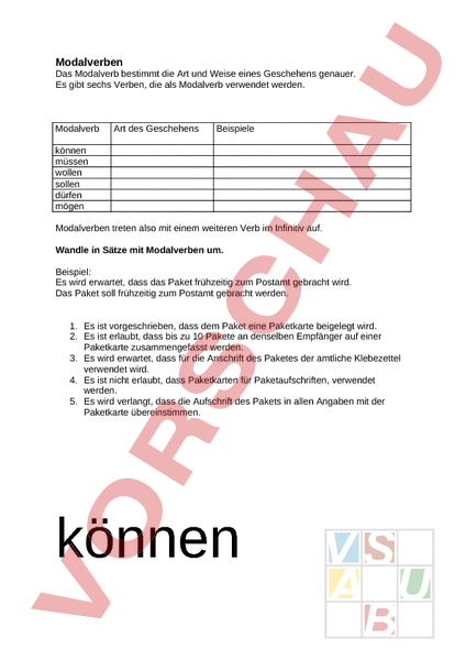 Arbeitsblatt: Modalverben - Deutsch - Grammatik
