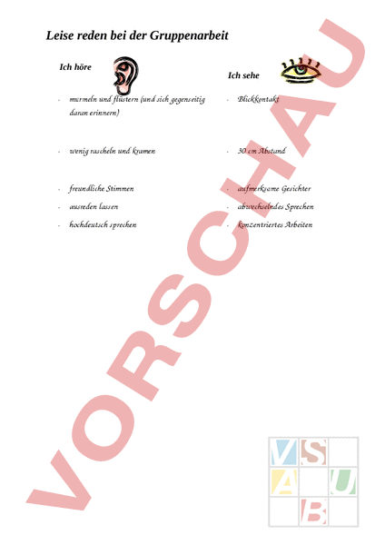 Arbeitsblatt: Leise reden bei der Gruppenarbeit - Administration ...