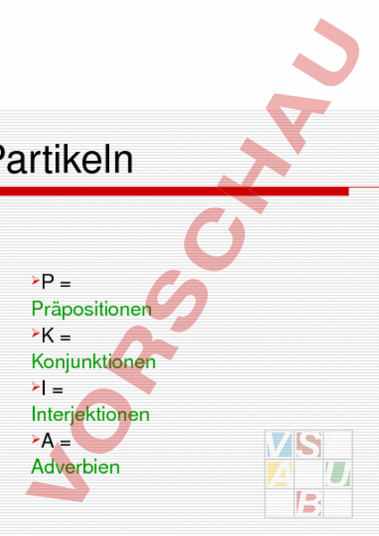 Arbeitsblatt: ppt: Repetition Partikeln - Deutsch - Grammatik