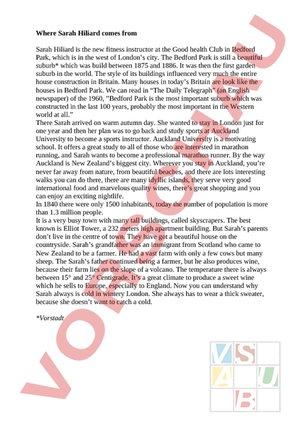 Arbeitsblatt: Reading Comprehension - Englisch - Lesen / Literatur