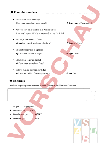 Arbeitsblatt: La structure de la question (est-ce-que) - Französisch ...