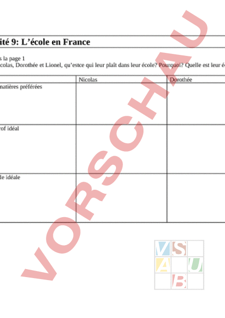 Arbeitsblatt: l'école idéale - Französisch - Lehrmittel