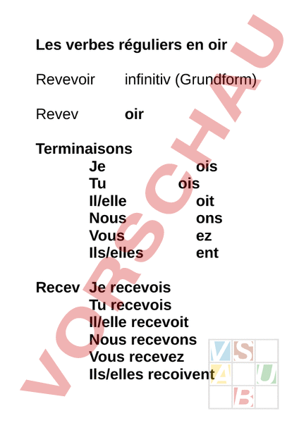 Arbeitsblatt: les verbes en oir - Französisch - Grammatik