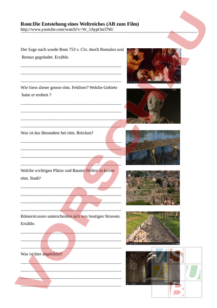 Arbeitsblatt: Rom - die Entstehung eines Weltreichs - Geschichte - Altertum