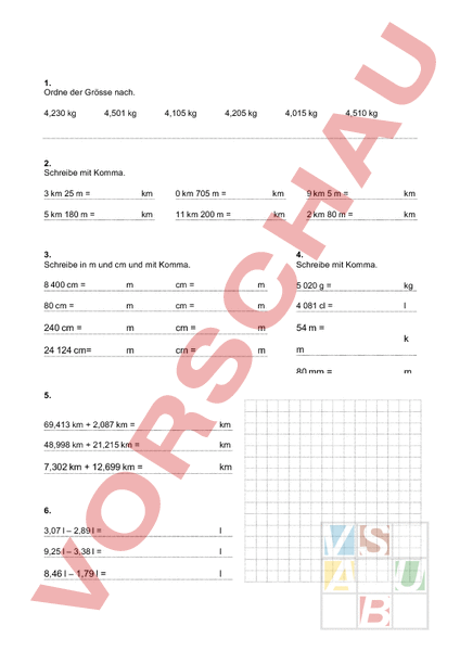 Arbeitsblatt: Lernzeil 3 - Mathematik - Gemischte Themen