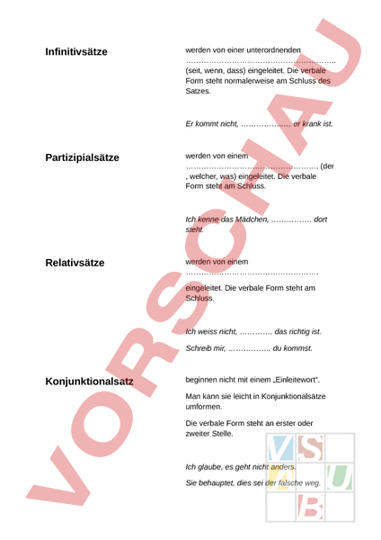 Arbeitsblatt: Nebensatzarten - Deutsch - Grammatik