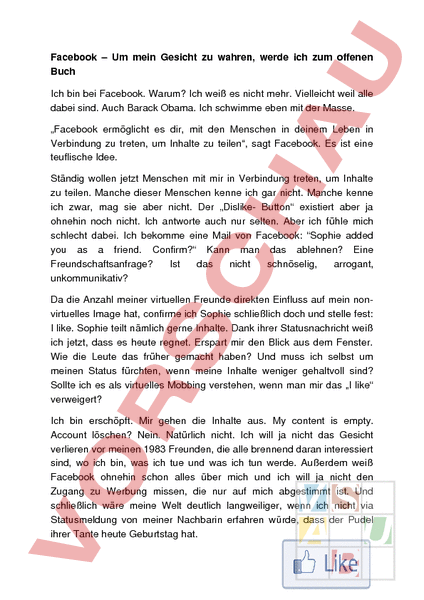 Arbeitsblatt: Glosse - Deutsch - Gemischte Themen