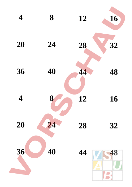 Arbeitsblatt: Memory 4er Reihe - Mathematik - Multiplikation