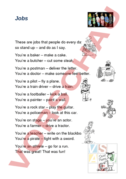 Arbeitsblatt: Chant Jobs - Englisch - Gemischte Themen