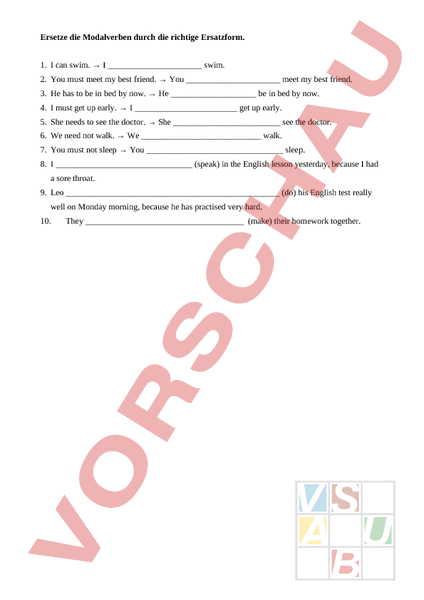 Arbeitsblatt: Modalverben - Englisch - Grammatik