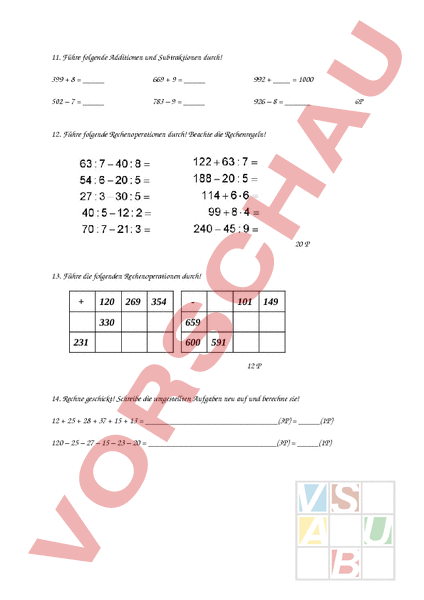 Arbeitsblatt: Mathematik - Mathematik - Gemischte Themen