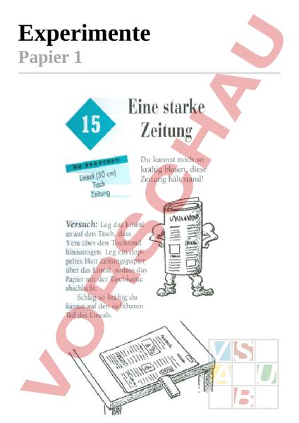 Arbeitsblatt: Einfache Experimente - Papier 1 - Physik - Gemischte Themen