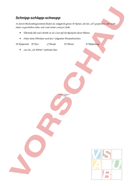 Arbeitsblatt: Schnipp-schlapp-schwupp - Deutsch - Wortschatz