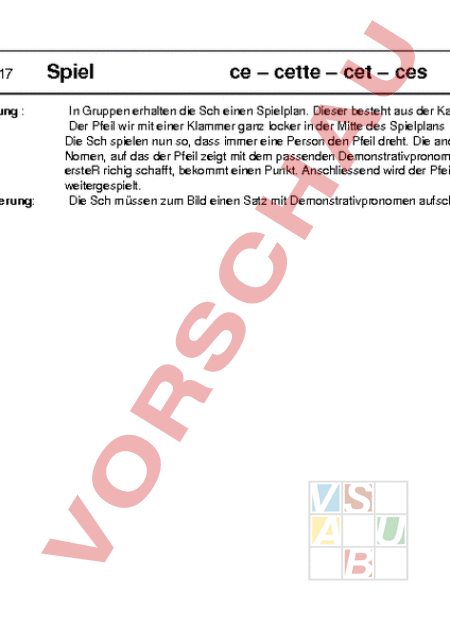 Arbeitsblatt: ce, cette, cet, ces - Französisch - Grammatik