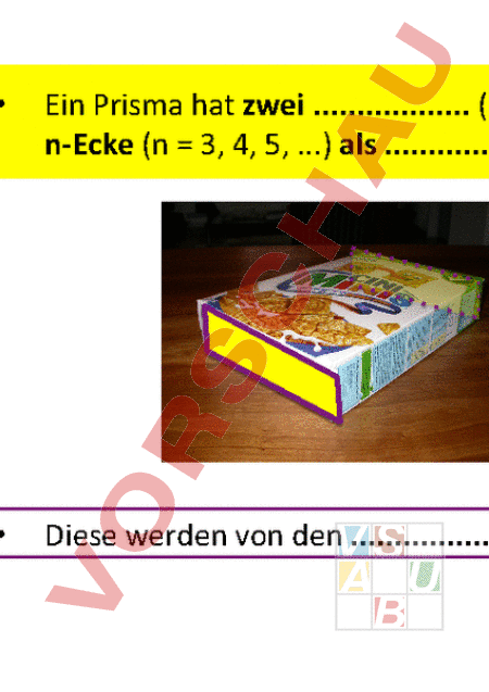 Arbeitsblatt: Prisma-Theorie - Geometrie - Körper / Figuren