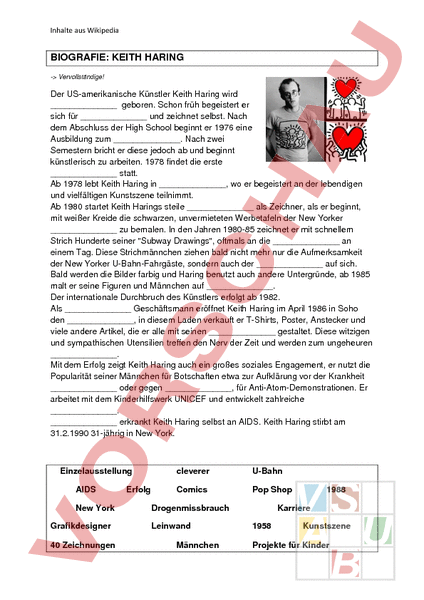 Arbeitsblatt: Keith Haring - Bildnerisches Gestalten - Kunstgeschichte