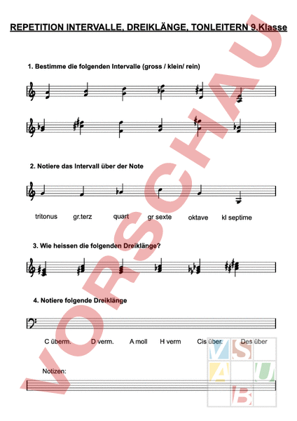 Arbeitsblatt: Repetition Tonleitern, Dreiklänge und Intervalle - Musik ...