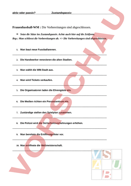 Arbeitsblatt: Zustandspassiv - Deutsch - Grammatik