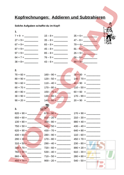 Arbeitsblatt: Addition und Subtraktion - Mathematik - Addition