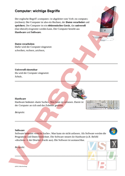 Arbeitsblatt: Fachbegriff Computer - Informatik - Anderes Thema