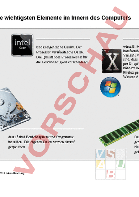 Arbeitsblatt: Elemente im Innern eines Computers - Informatik - Anderes ...
