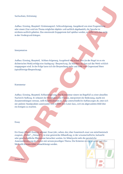 Arbeitsblatt: verschiedene Textsorten - Deutsch - Texte schreiben