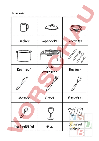 Arbeitsblatt: In der Küche - Deutsch - DaZ