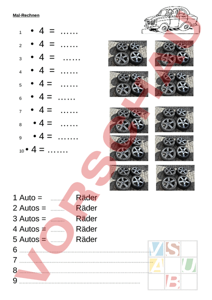 Arbeitsblatt: 4 er-Reihe - Mathematik - Multiplikation