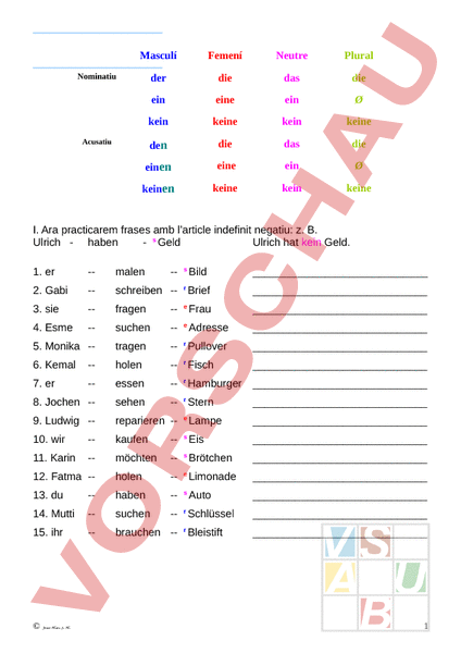 Arbeitsblatt: Deutsch - Deutsch - Grammatik