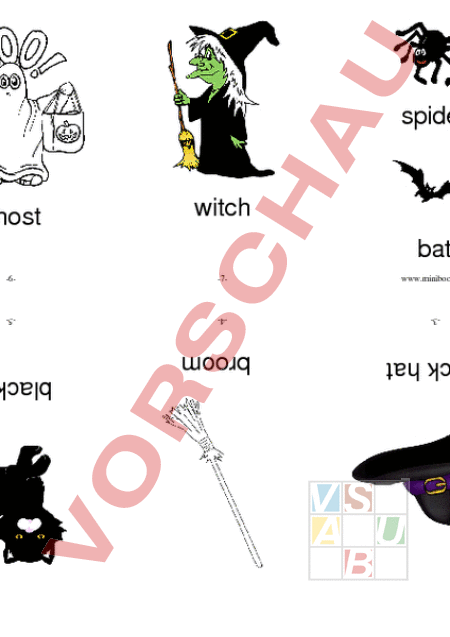 Arbeitsblatt: Halloween Minibook - Englisch - Wortschatz