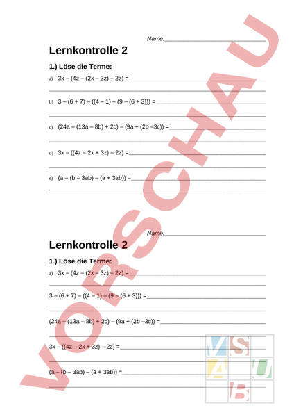 Arbeitsblatt: mathe - Mathematik - Algebra