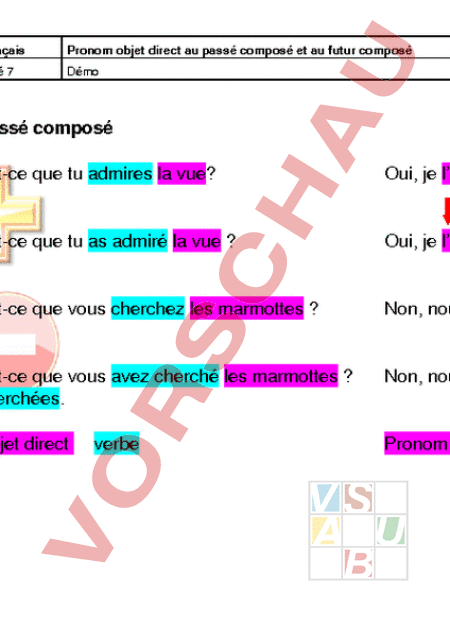Arbeitsblatt: Demo pronom objet direct - Französisch - Grammatik