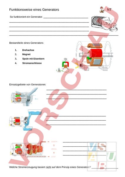 Arbeitsblatt: Funktionsweise Generator - Physik - Elektrizität ...