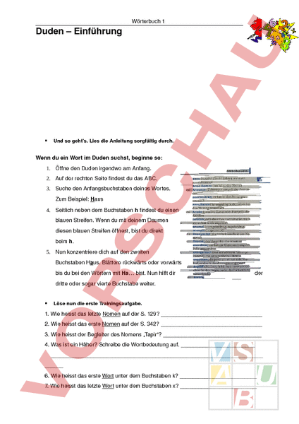Arbeitsblatt: Duden Einführung - Deutsch - Rechtschreibung