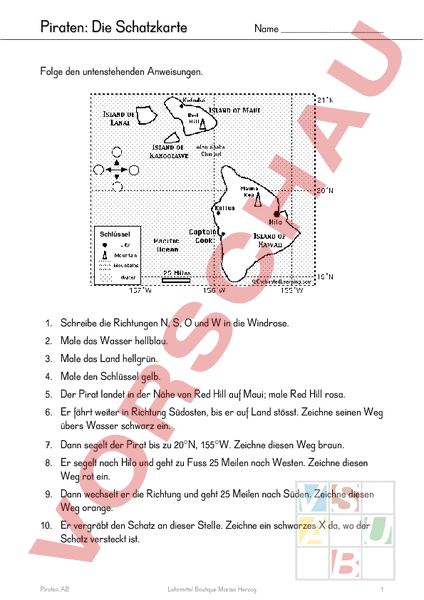 Arbeitsblatt: Wortschatz Unterstufe Piraten - Deutsch - Grammatik