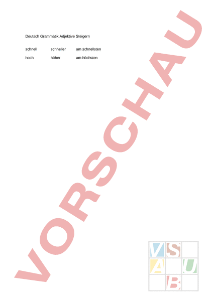 Arbeitsblatt: Adjektive Steigern - Deutsch - Grammatik