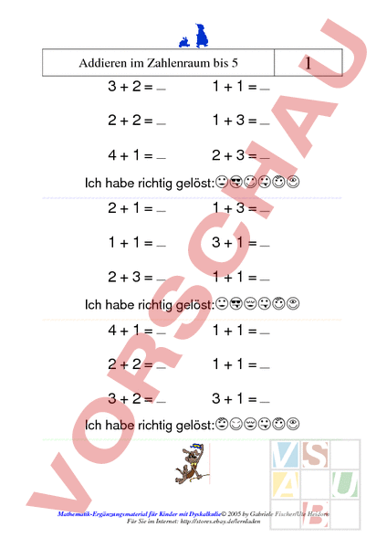 Arbeitsblatt: Addition - Mathematik - Addition