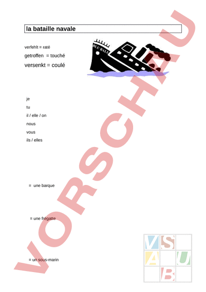 Arbeitsblatt: la bataille navale - Französisch - Grammatik