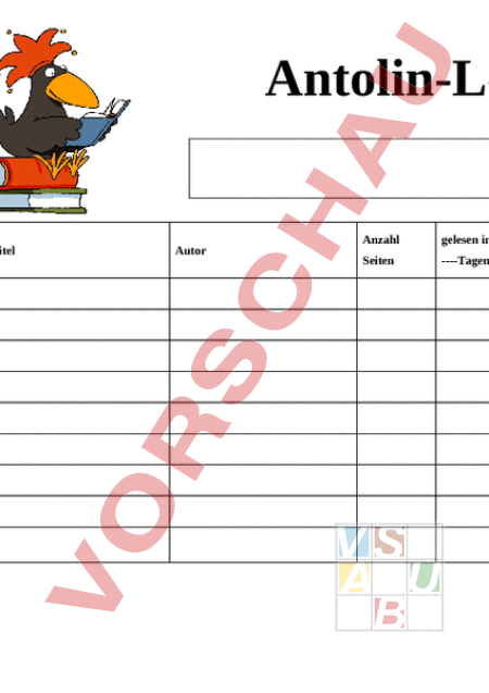Arbeitsblatt: Lesepass für Antolin Quiz - Deutsch - Leseförderung ...