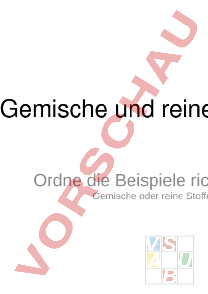 Arbeitsblatt: Gemische reine Stoffe - Chemie - Gemischte Themen