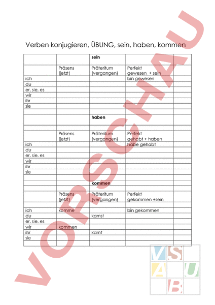 Arbeitsblatt: Verben konjugieren - Deutsch - Grammatik