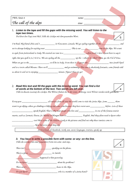 Arbeitsblatt: Young World 4 Unit 4 - Englisch - Grammatik