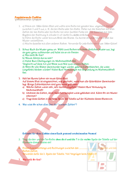 Arbeitsblatt: 1x1 (Reihen) anwenden und erforschen - Mathematik ...