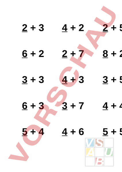 Arbeitsblatt: Rechentraining bis 10 - Mathematik - Addition