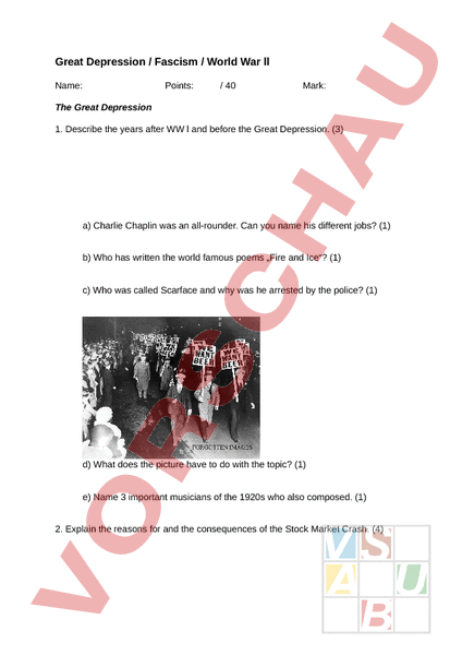 Arbeitsblatt: LZK Great Depression / Fascism / World War ll ...