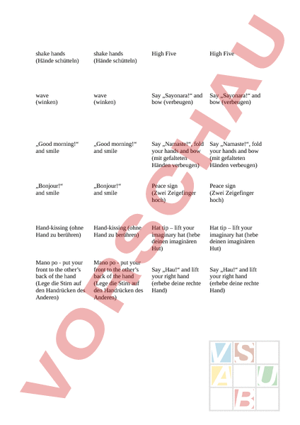 Arbeitsblatt: International greeting game - Diverses ...