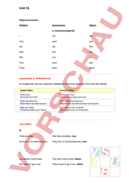 Arbeitsblatt: Englisch Gramatik - Englisch - Grammatik